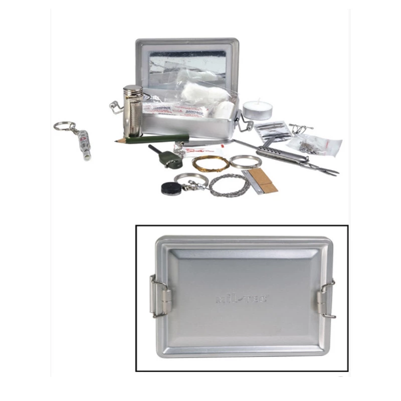 Kit de survie boite étanche aluminium de transport - MIL-TEC
