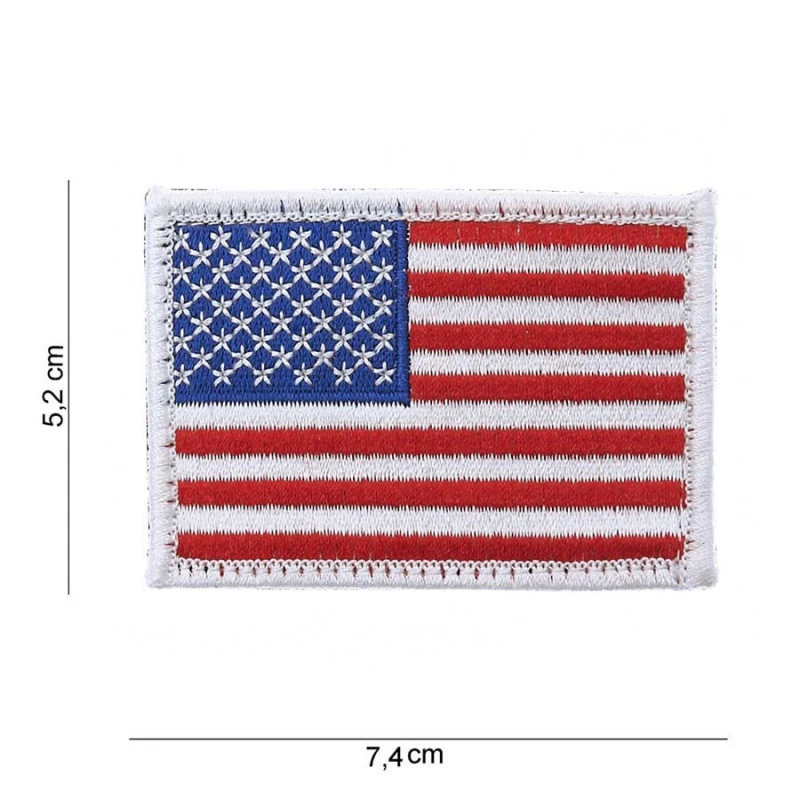 Patch Drapeau :USA avec bordures blanches et velco R1010